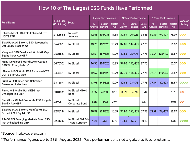 The Biggest ESG Funds Reviewed: How Have They Performed?